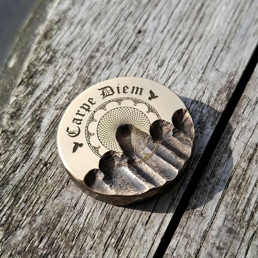 Carpe Diem EDC Pocket Coin With Vintage Clock & Inspirational ...