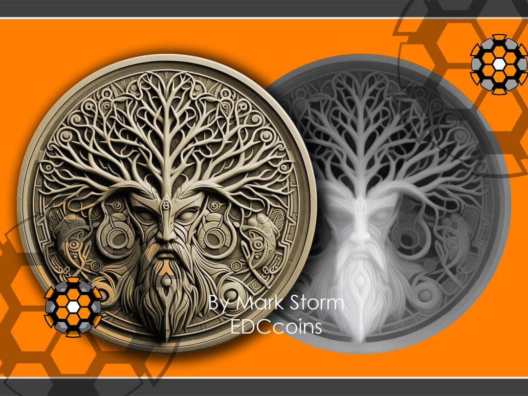 Downloadable Heightmap Viking Spirit Coin for 3d Laser Engraving Tree ...