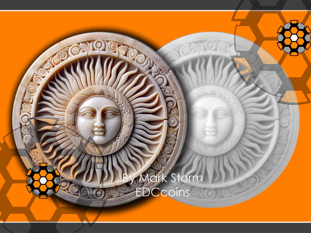 Serene Sun Face Design for 3d Laser Engraving With Height Map | Warmth ...