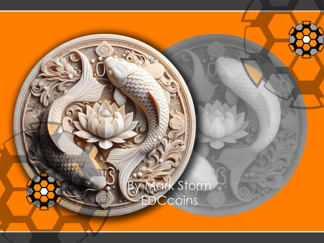 Japanese Carp With Lotus Flower for 3d Laser Engraving With Height Map ...