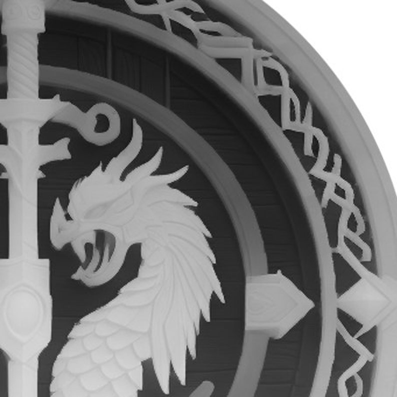 Heightmap 3d Dragons Shield Coin | PNG File for Fiber Laser Engraving ...