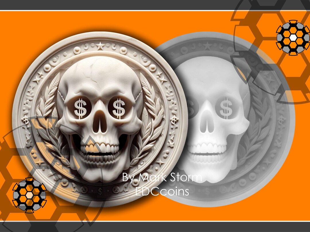 3d Heightmap File for Laser Engraving Skull & Dollars Design | Digital ...