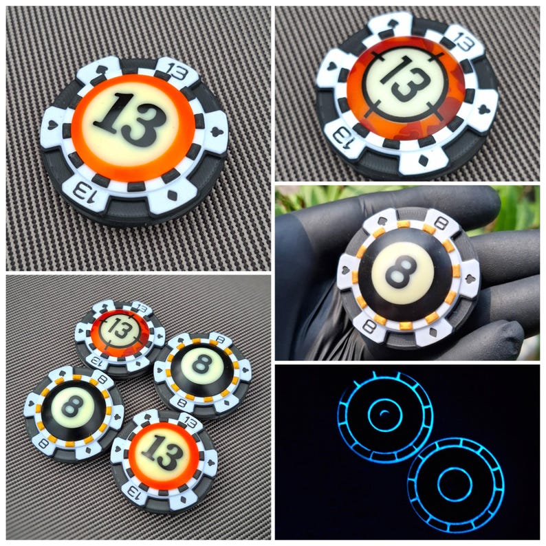 Poker Chip Rotating Slider With Original Orange Nr13 Billiard Ball ...