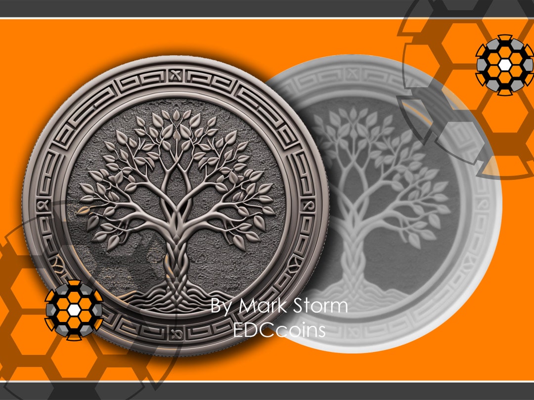 Eternal Tree of Life Coin for 3d Laser Engraving With Height Map ...