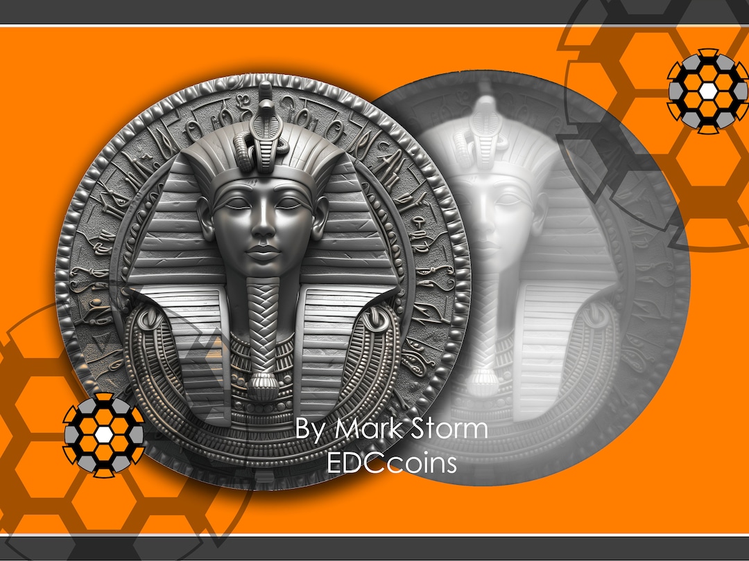 Pharaoh King Tut Coin Design for 3d Laser Engraving With Height Map ...