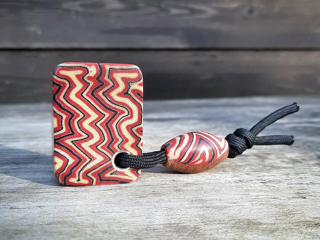 Zigzag Custom Micarta Edc Soapbar / Worry Stone With Red/black/creme ...
