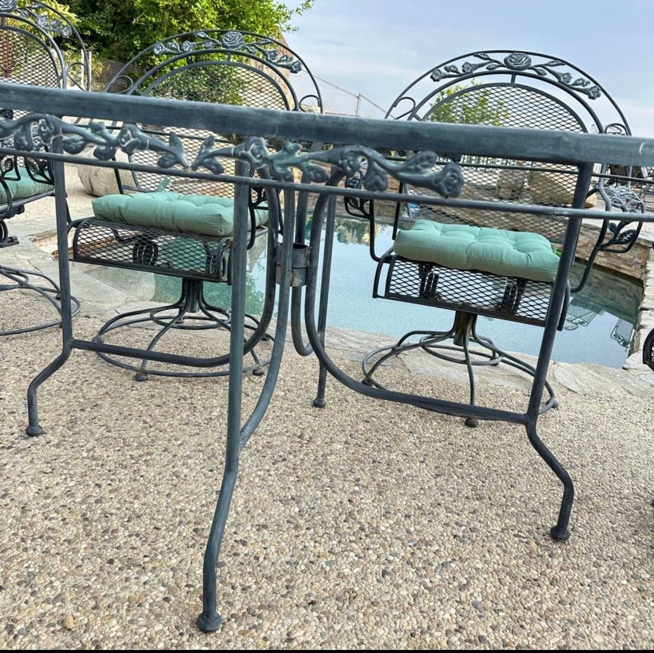 A Rare Vintage Wrought Iron Patio Furniture by Meadowcraft , Oval Table ...