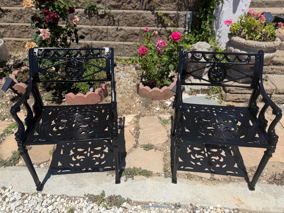 Kenneth Lynch and Sons Filigree Design Star& Dolphin Patio Chairs, Rare ...