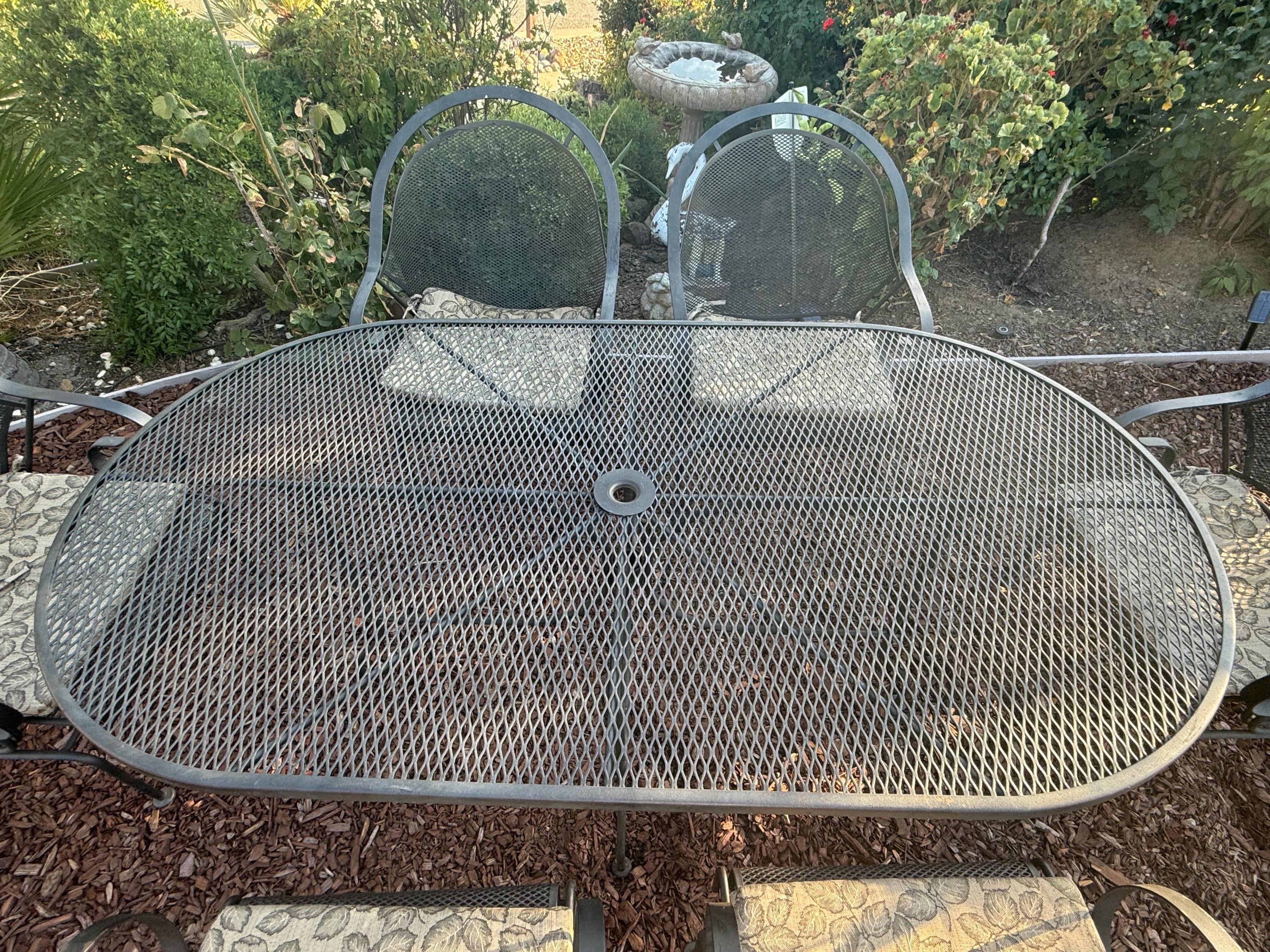Vintage Wrought Iron Patio Furniture by Meadowcraft , Oval Table & 6 ...