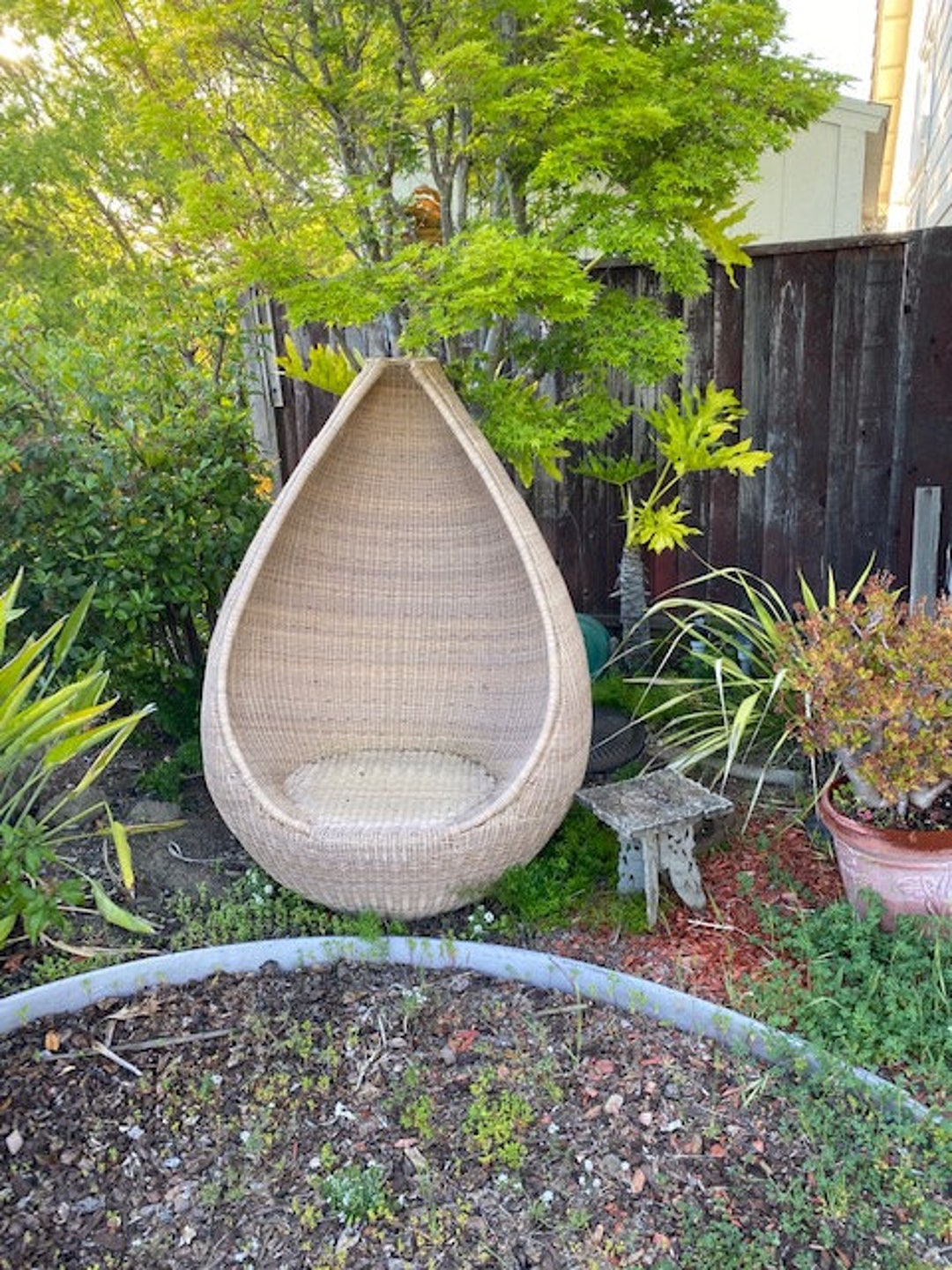 Large Egg Shaped Chair, Made of Wired Wicker, About 58" Tall and 42 ...