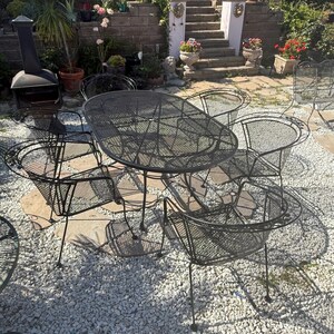 Vintage O W Lee Wrought Iron Patio Set, Acorn and Leaf Pattern, Oval ...