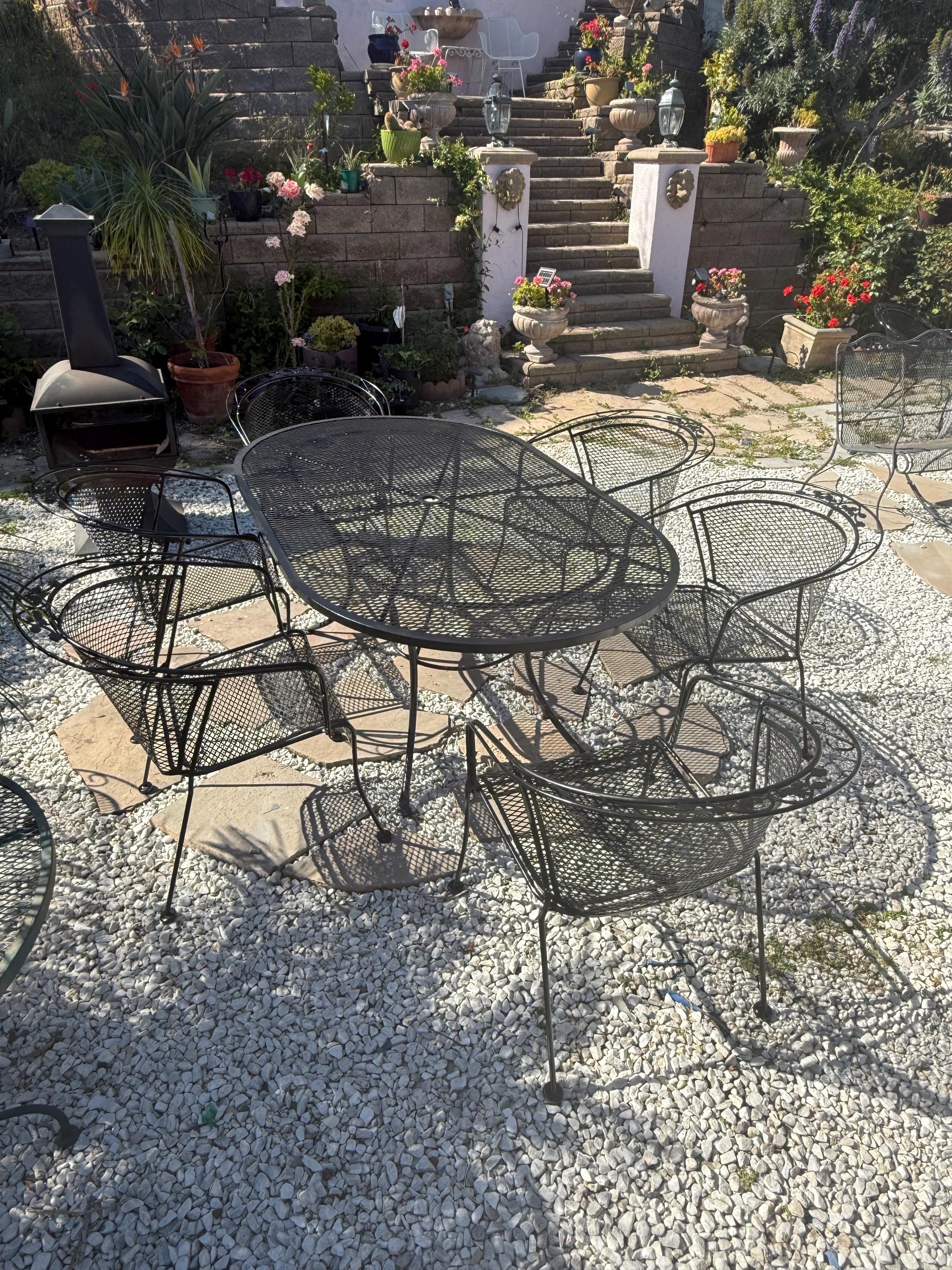 Vintage O W Lee Wrought Iron Patio Set, Acorn and Leaf Pattern, Oval ...