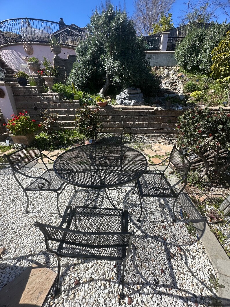 Vintage Dining Set by Woodard,patio Set, Circa 1960s, Table 4 Armchairs ...