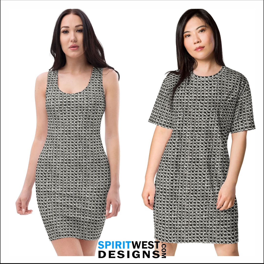 Medieval Chainmail Armor Costume Fitted Bodycon Tank Dress Gothic ...