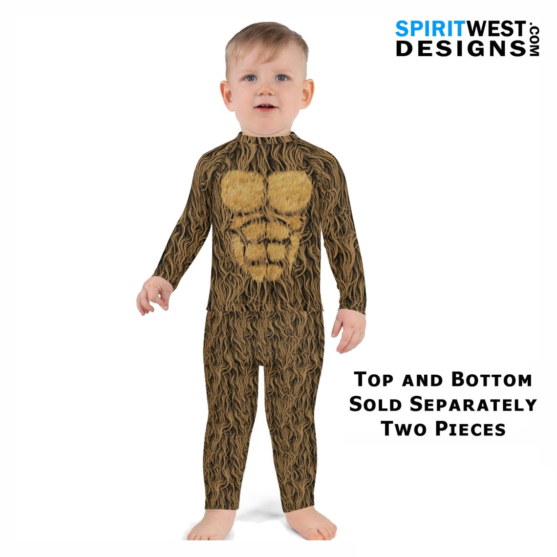 Kids Big Foot Costume Gorilla Sasquatch Brown Fur Activewear Dress up ...