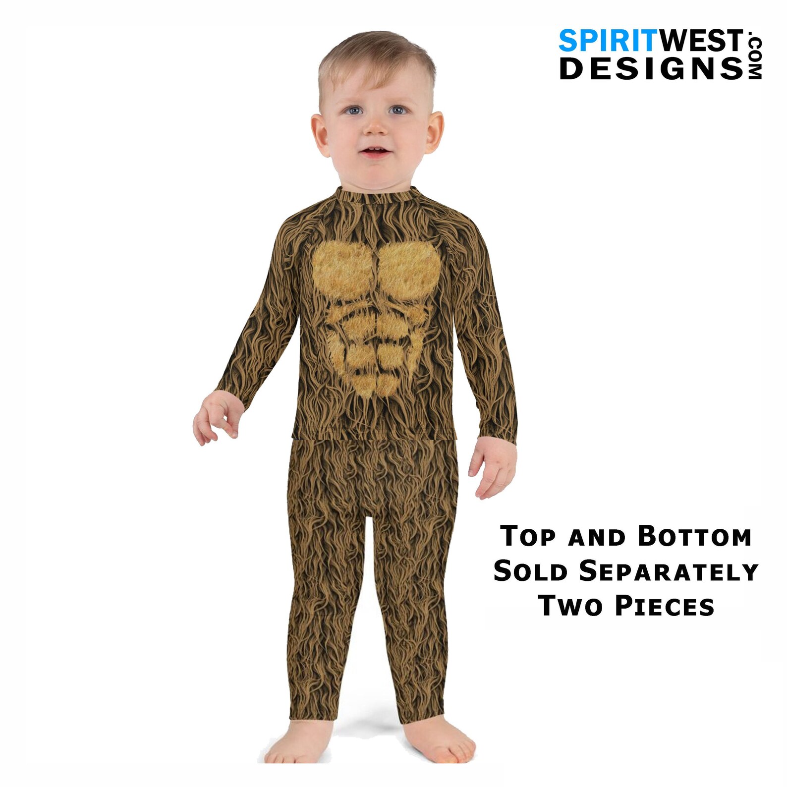Kids Big Foot Costume Gorilla Sasquatch Brown Fur Activewear Dress up ...
