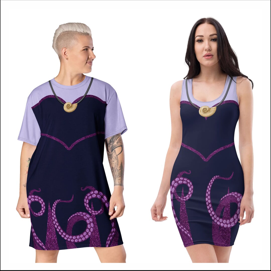 Ursula Costume Fitted Bodycon Tank Dress Sea Which Villain Long T-shirt ...