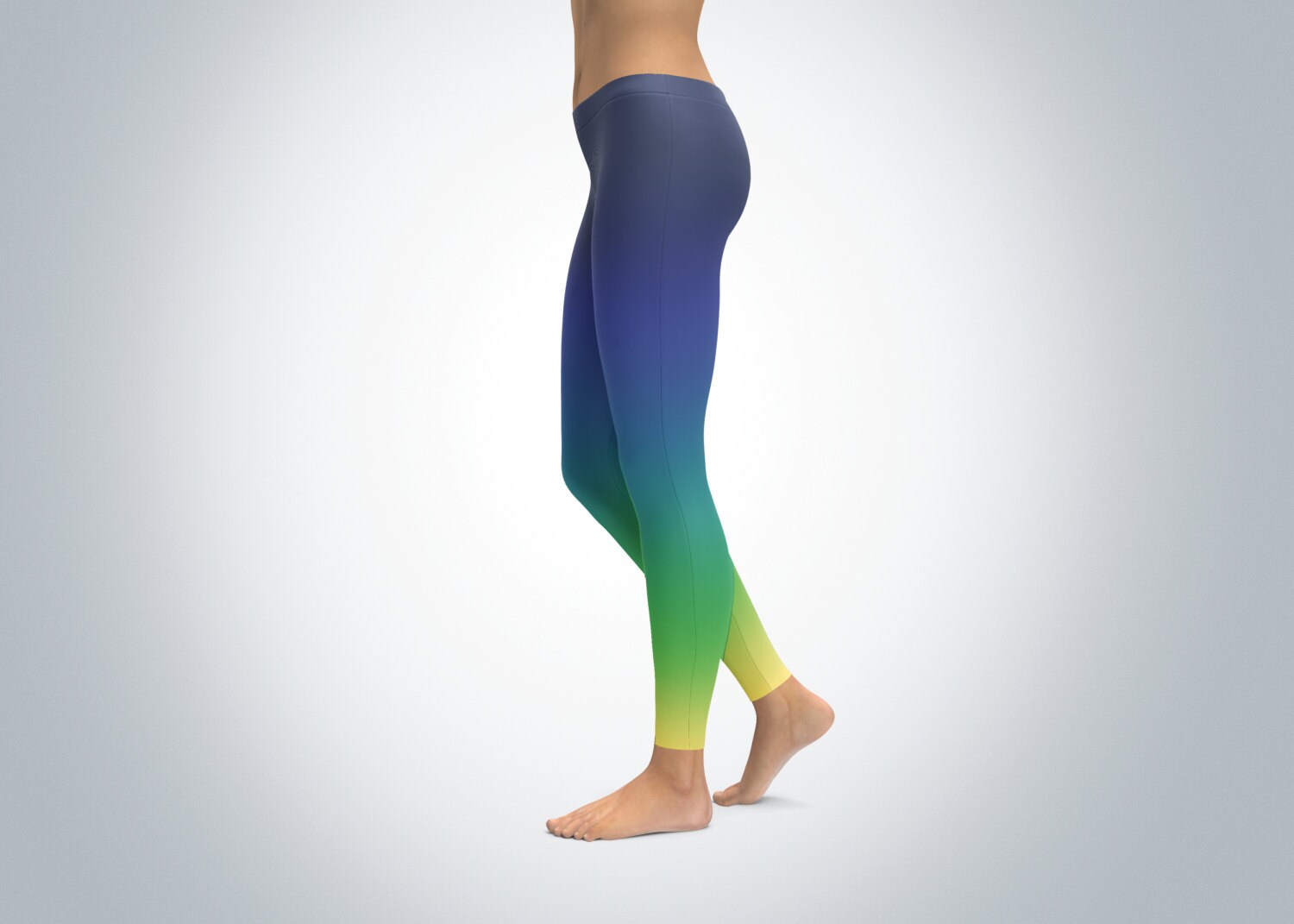 Blue Green Ombre Leggings Gradient Capris Yoga Pants Shorts - Etsy