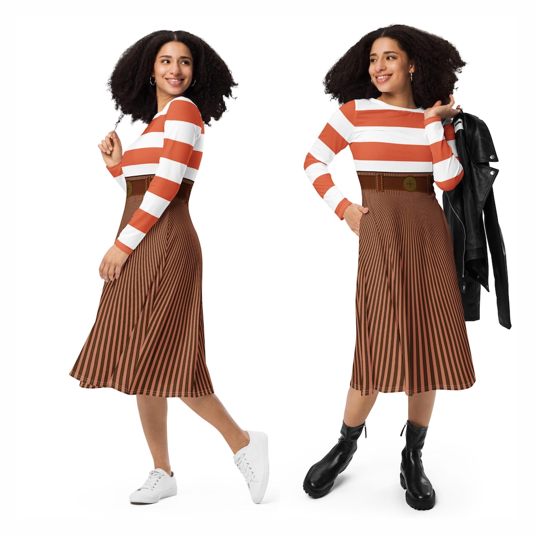 Anxiety Costume 2XS - 6XL Inside Out Emotion Midi Dress Long Sleeve ...