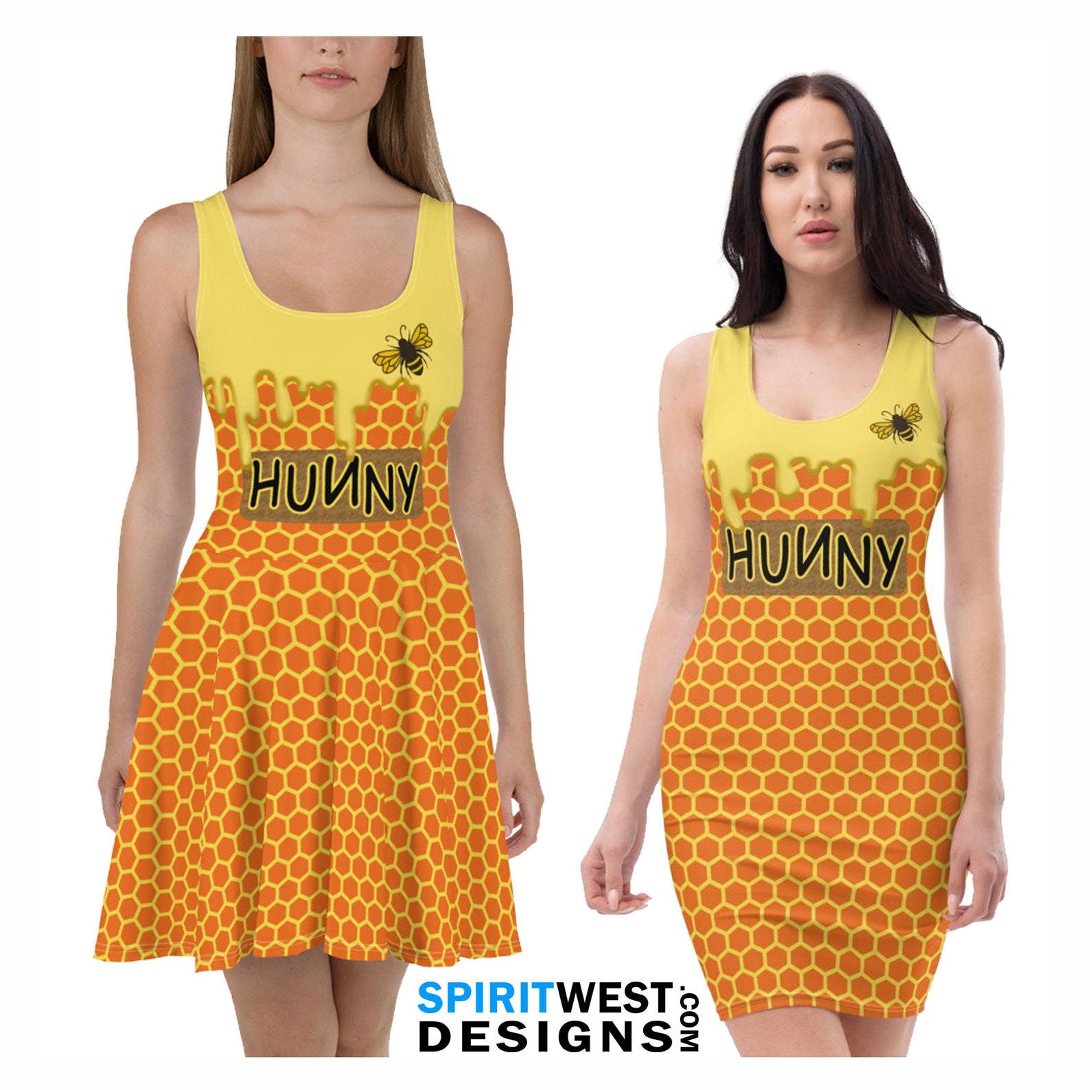 Honey Pot Costume Skater Dress Fitted Bodycon Dress | Bee Keeper Pooh ...