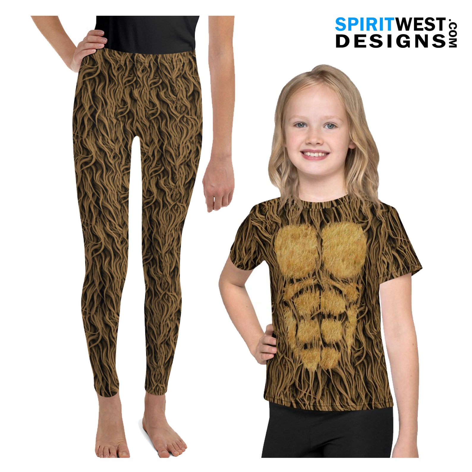 Kids Big Foot Costume Gorilla Sasquatch Brown Fur Activewear Dress up ...