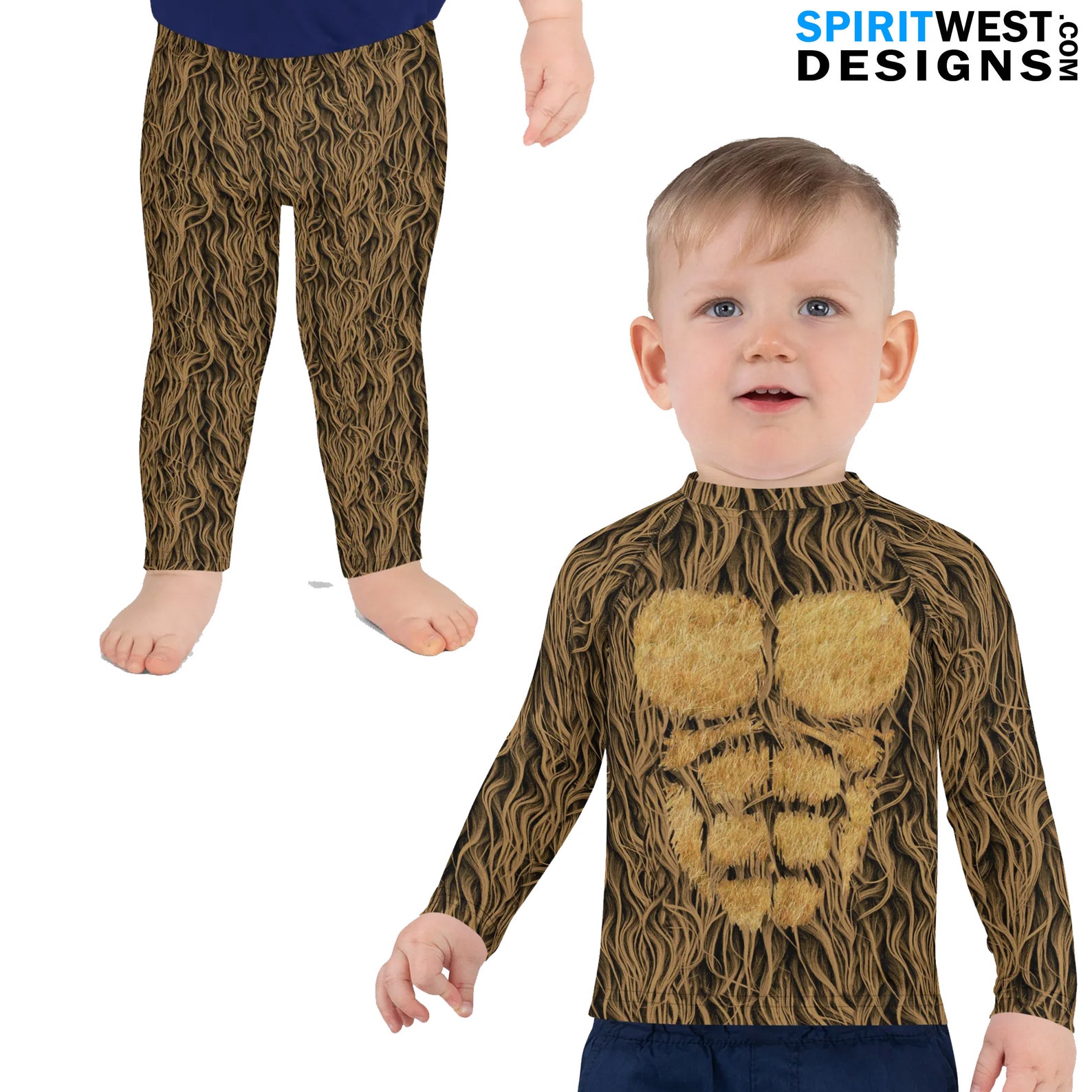 Kids Big Foot Costume Gorilla Sasquatch Brown Fur Activewear Dress up ...