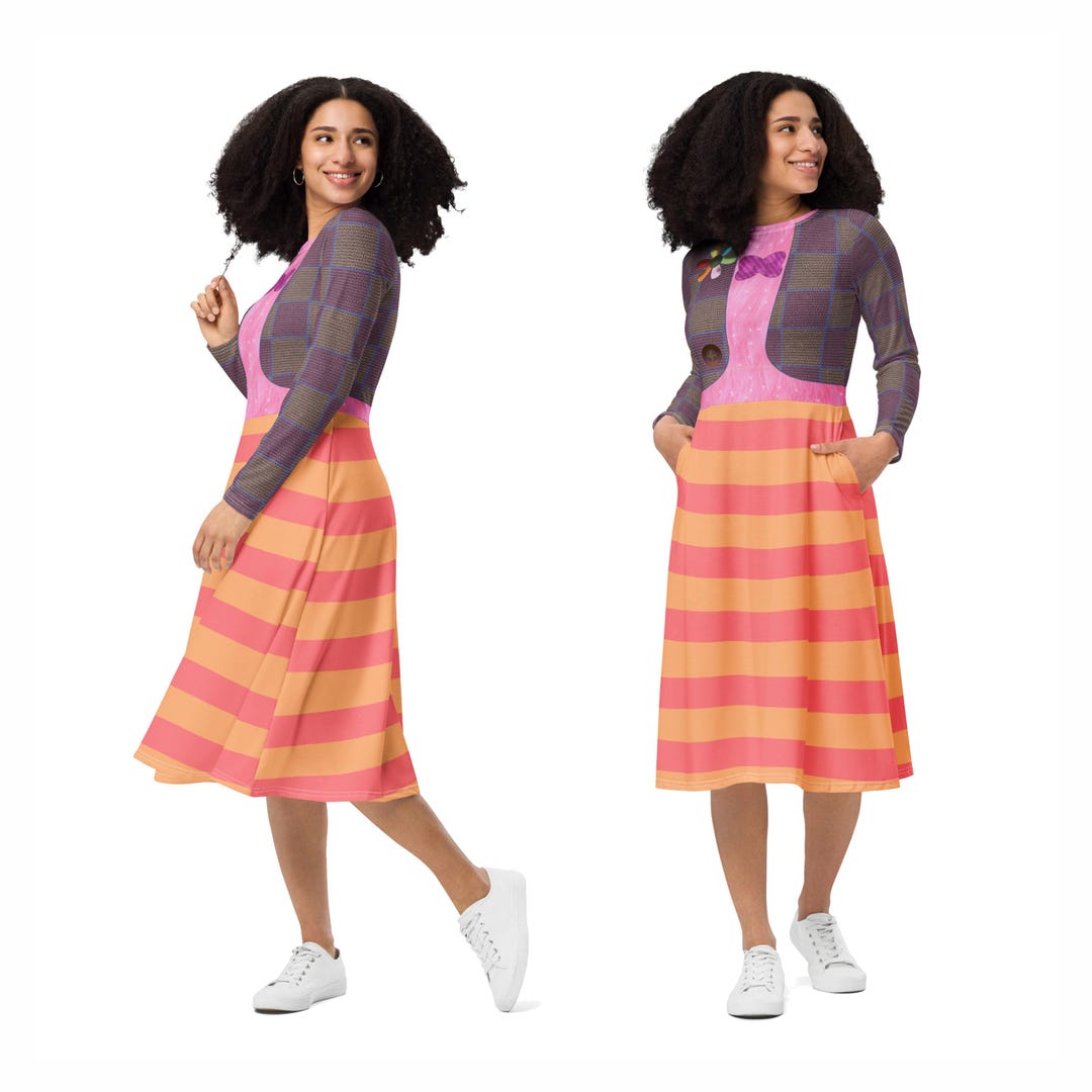 Bing Bong Costume 2XS - 6XL Inside Out Emotion Midi Dress Long Sleeve ...