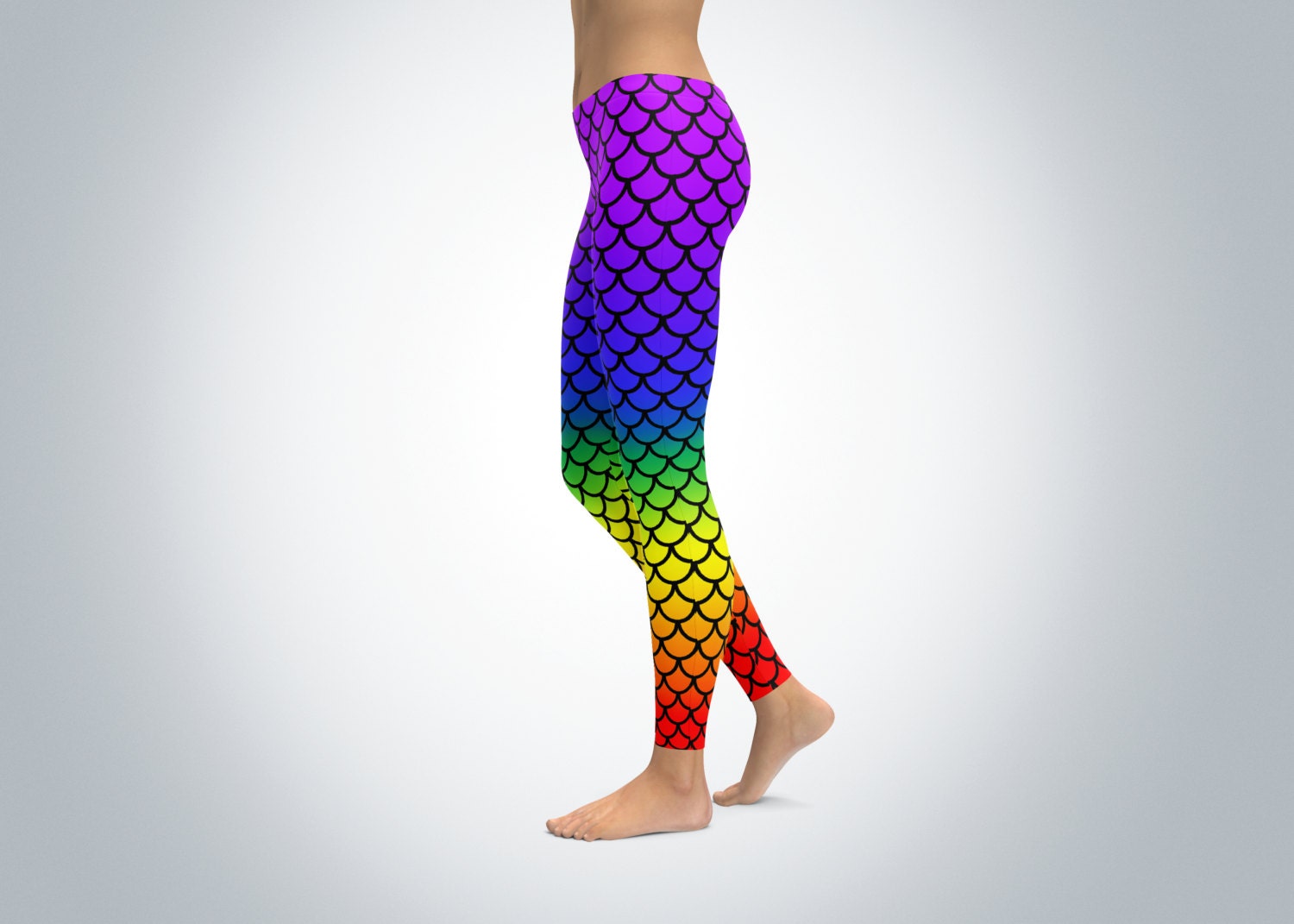 Rainbow Leggings Mermaid Scale Gradient Capris Yoga Pants | Etsy