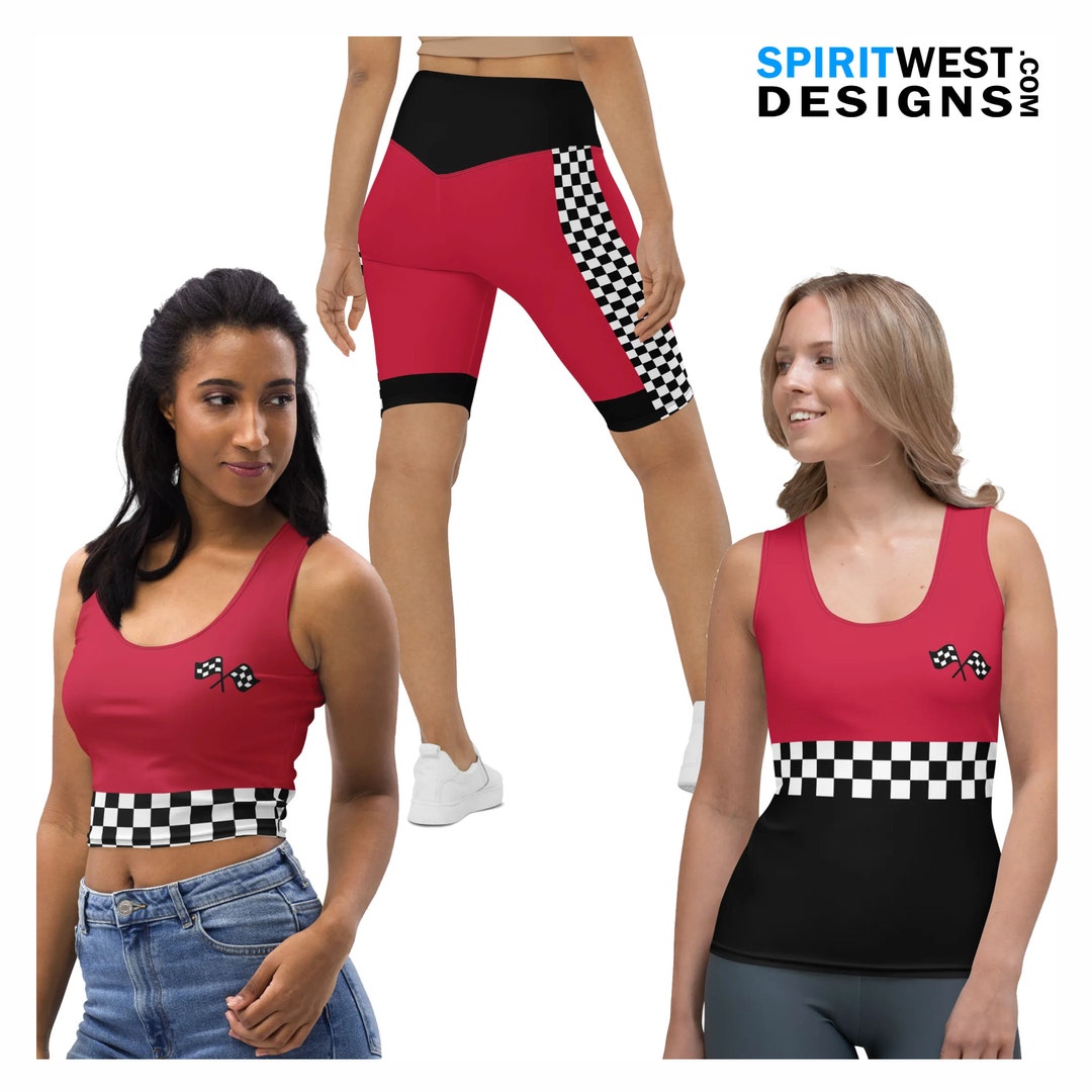 Pit Crew Costume Plus Size Race Car Driver Crop Tank Top High Waist ...