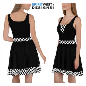 Checkered Flag Racing Costume Dress Skater Flare Fitted Bodycon Tank ...