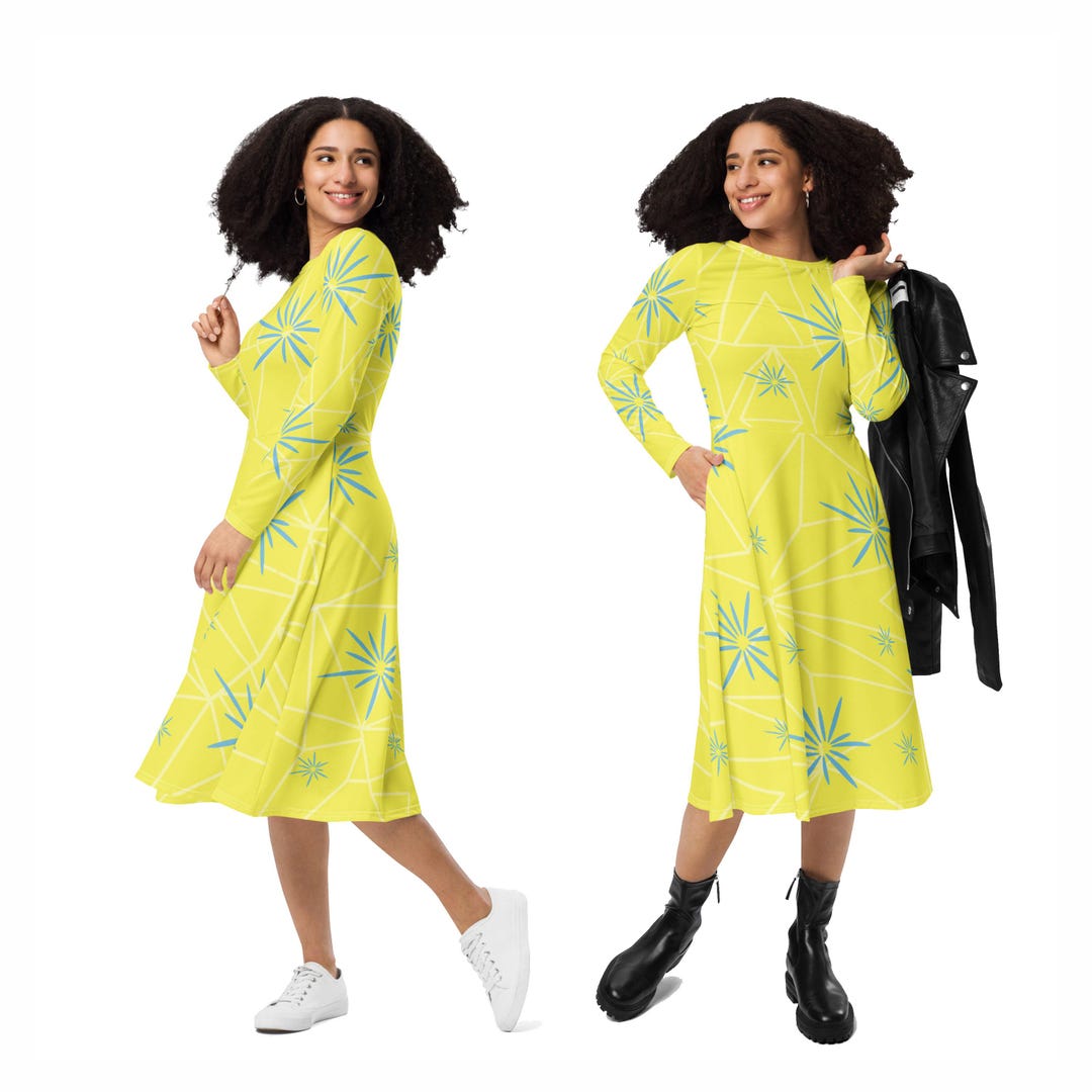 Joy Costume 2XS - 6XL Inside Out Emotion Midi Dress Long Sleeve Knee ...
