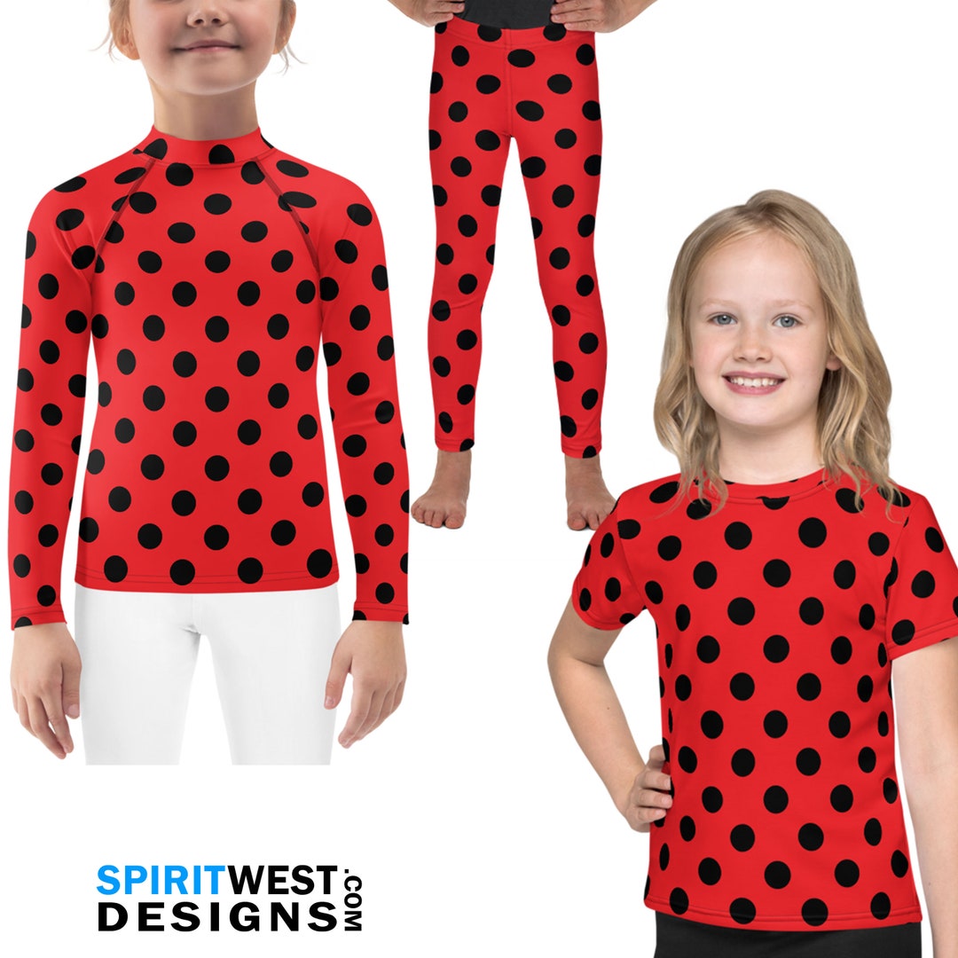 Ladybug Costume Kid's Red Black Polka Dot Leggings T-shirt Activewear ...