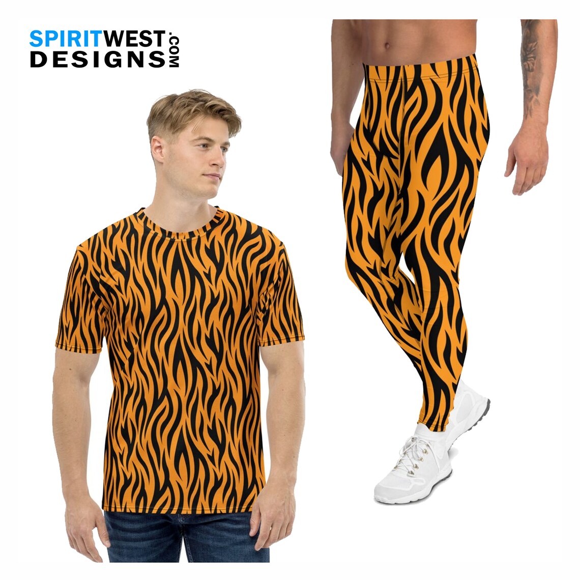 Men's Tiger Costume | Animal Print Rajah Cosplay Halloween Burner ...