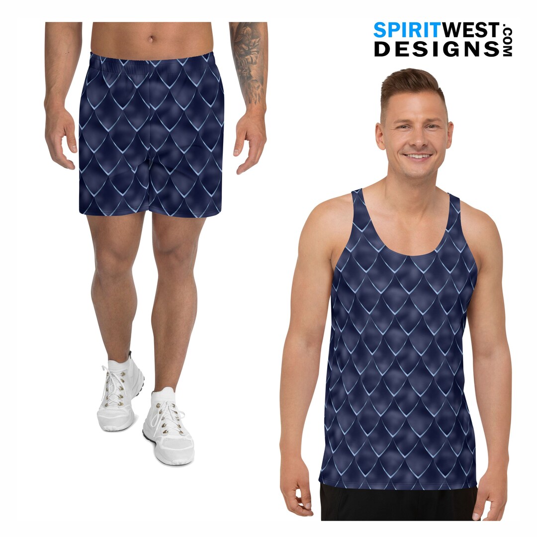 Men's Dragon Costume Blue Reptile Lizard Scales Athletic Halloween ...