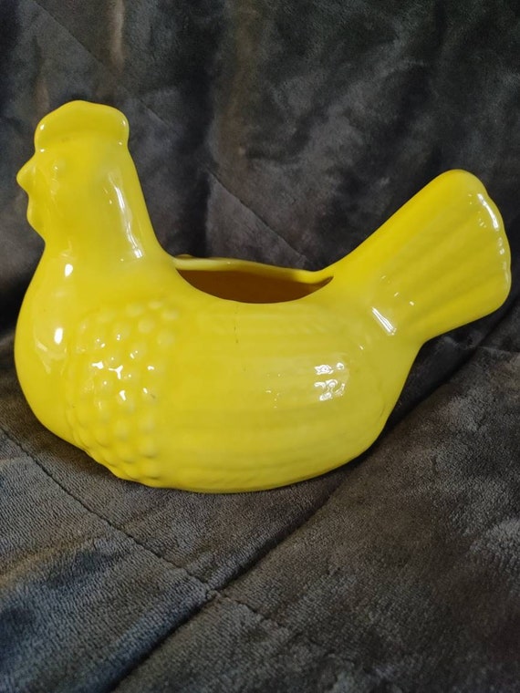Large Yellow Farmhouse Nesting Hen Chicken Flower Pot Planter | Etsy