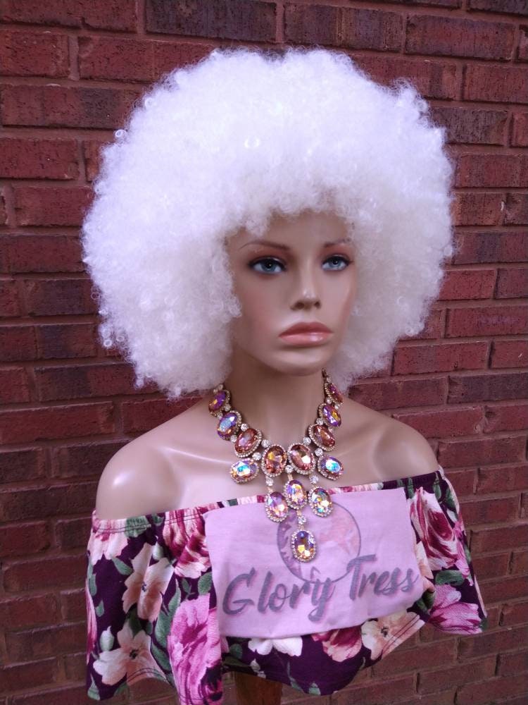White Afro Wig