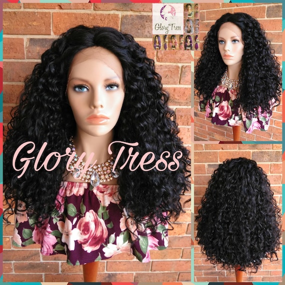 READY to SHIP Long Beach Curly Lace Front Wig Black Curly Wig Big Curly Hairstyle REBECCA Etsy UK