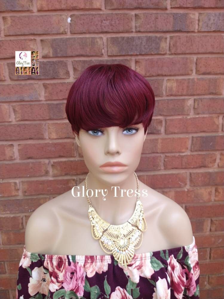 Short Razor Cut Wig Full Cap Wig Pixie Cut 100 Human Hair Etsy