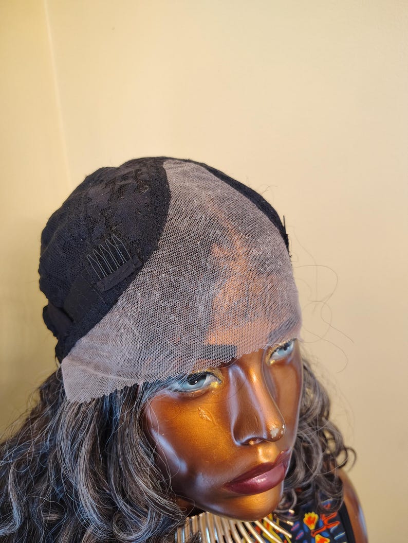 Silver Gray Yaki Curly Lace Front Wig: Salt and Pepper Gray, Free ...