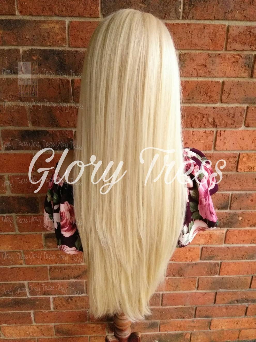 Lace Front Wig, Human Blend Wig, 613 Platinum Blonde Wig, Glory Tress ...