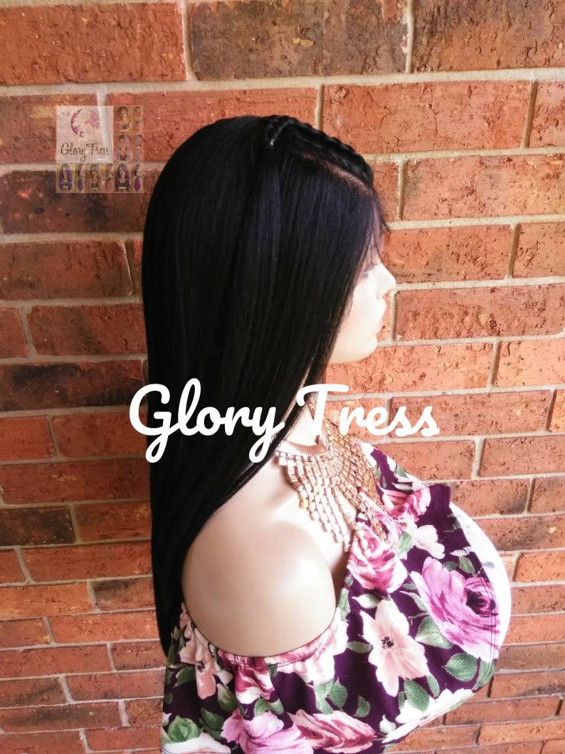 Straight Lace Front Wig Hand-braided Wig Human Blended Wig | Etsy