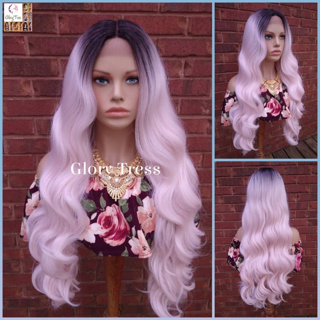 Long Wavy Lace Front Wig, Ombre Light Pink Wig, Glory Tress, Alopecia ...