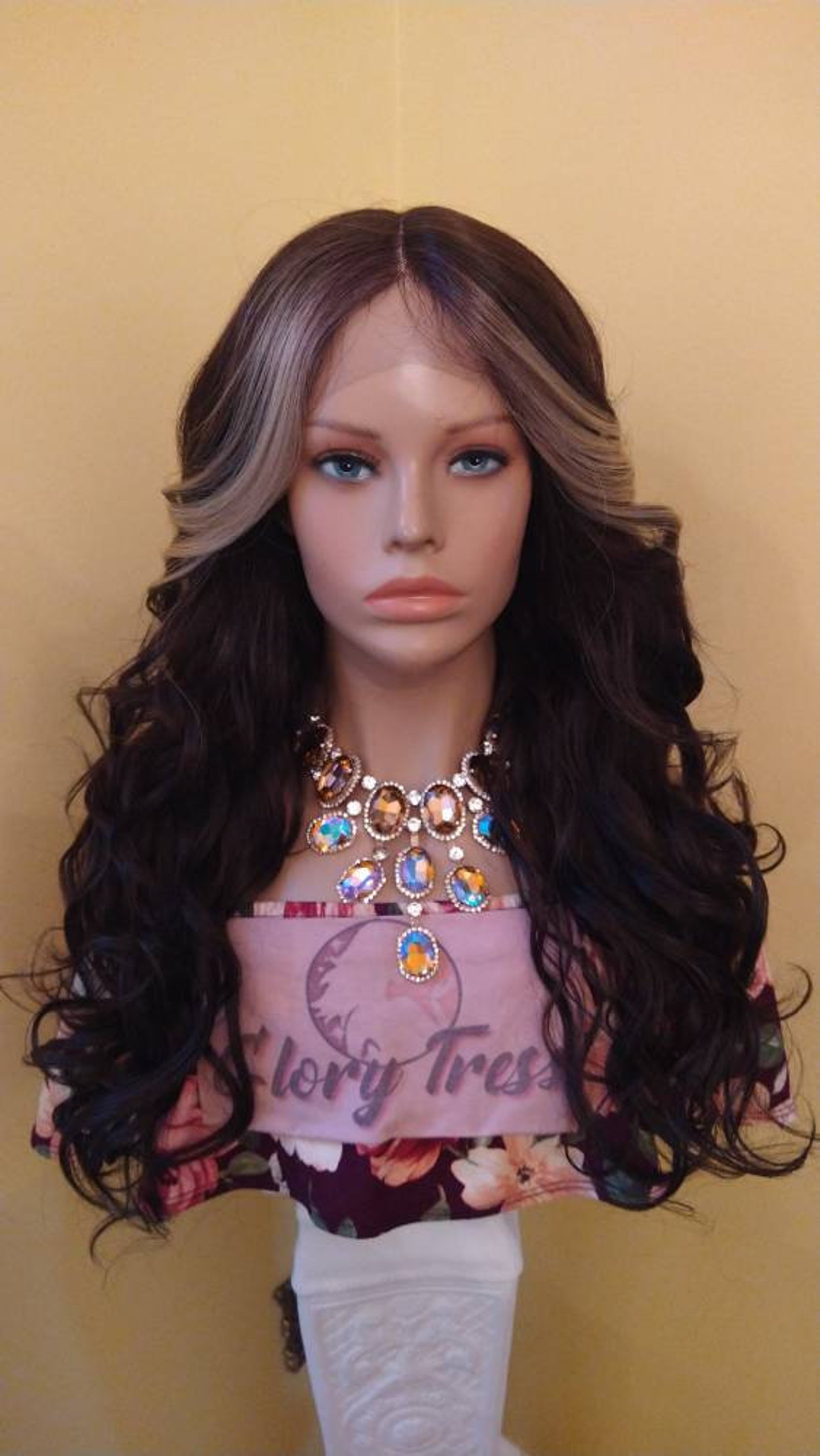 Brown Wavy Lace Front Wig | Ombre Brown Wig With Blonde Highlights ...