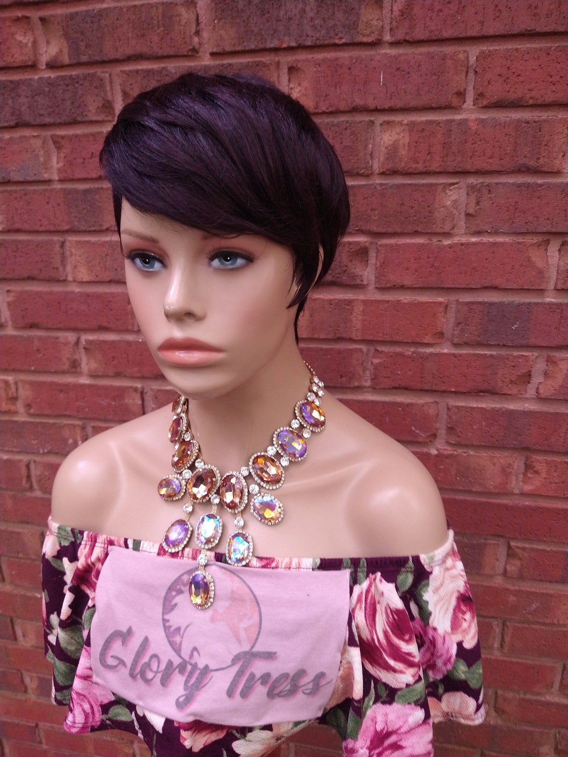 Short Razor Cut Full Wigs for Women Pixie Cut Hairstyle Reddish Black ...