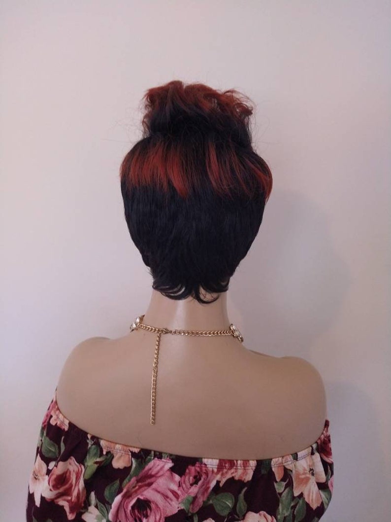 Ombre Red Mohawk Pixie Cut Wig Short Razor Cut Wig Synthetic - Etsy