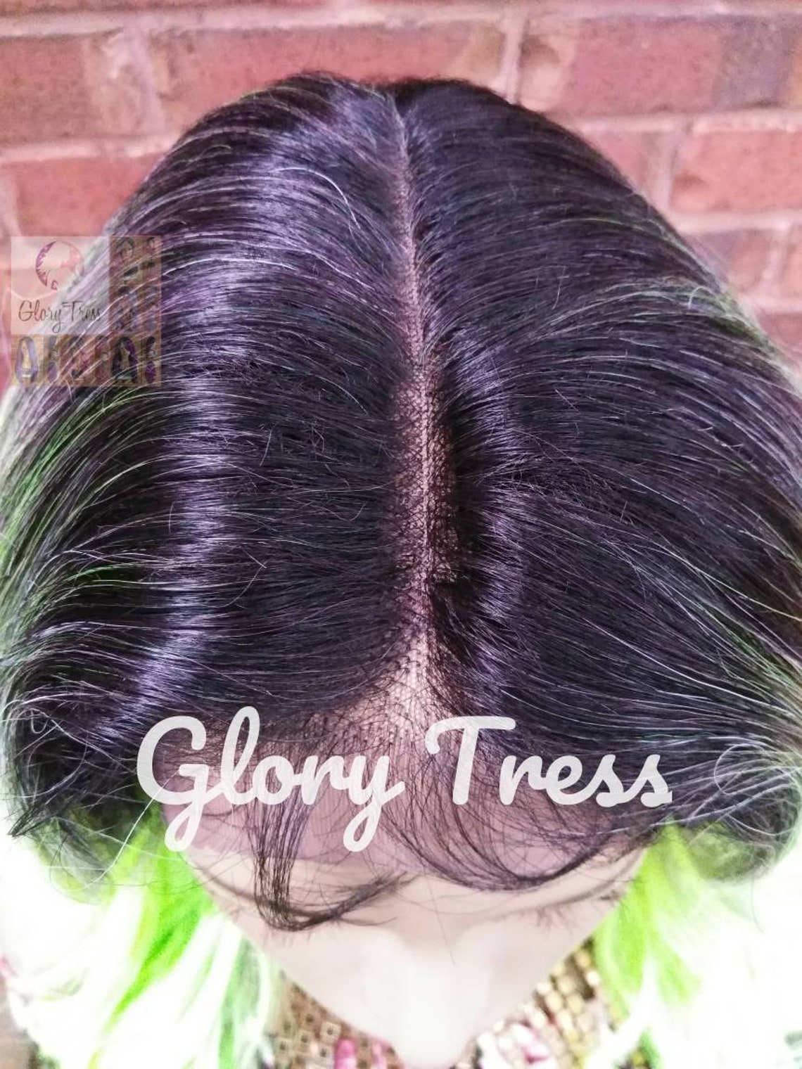 Neon Green Lace Front Wig, Ombre Green Wig, Halloween Wig, Glory Tress ...