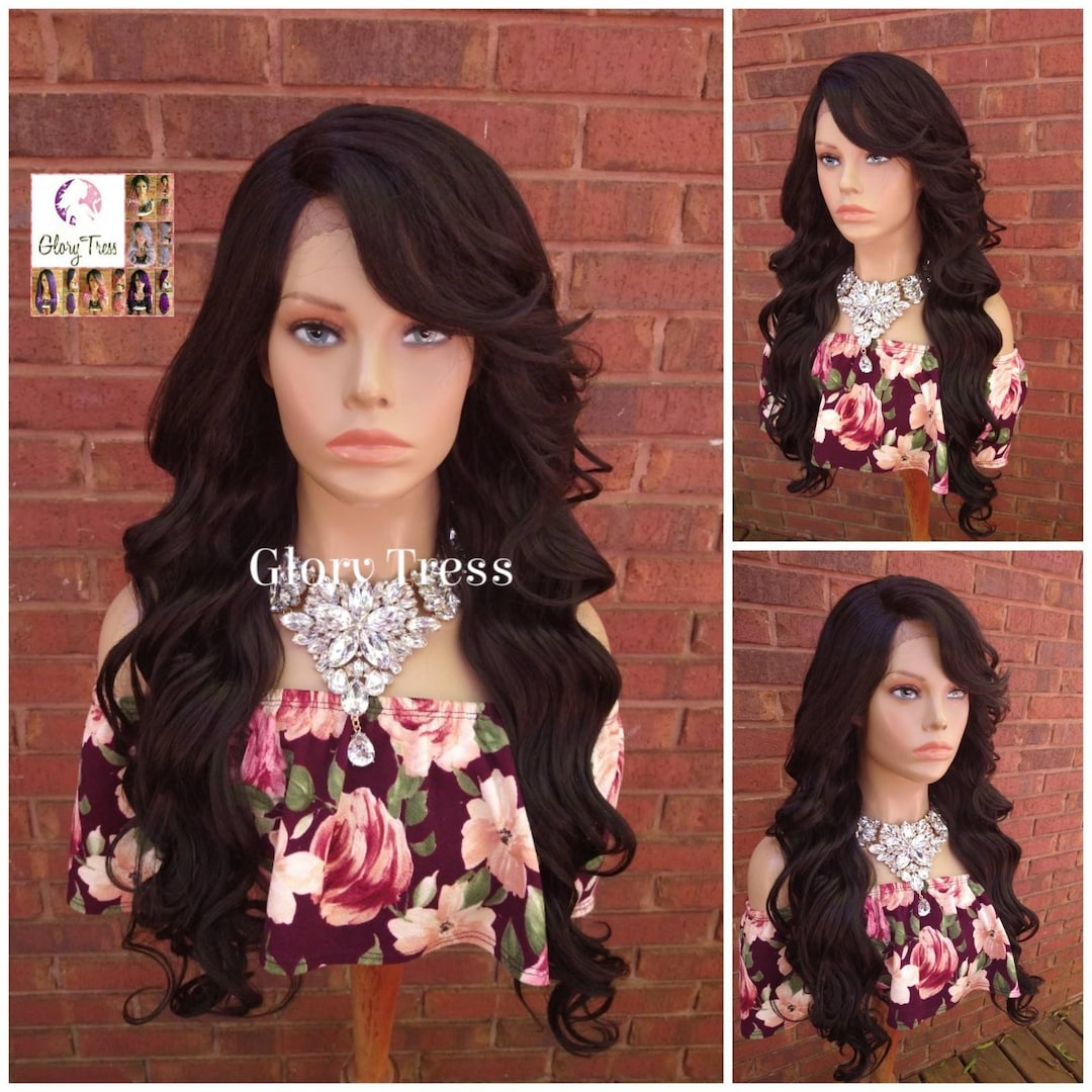Black Wavy Lace Front Wig Synthetic Heat Resistant Wigs for Women Wig ...