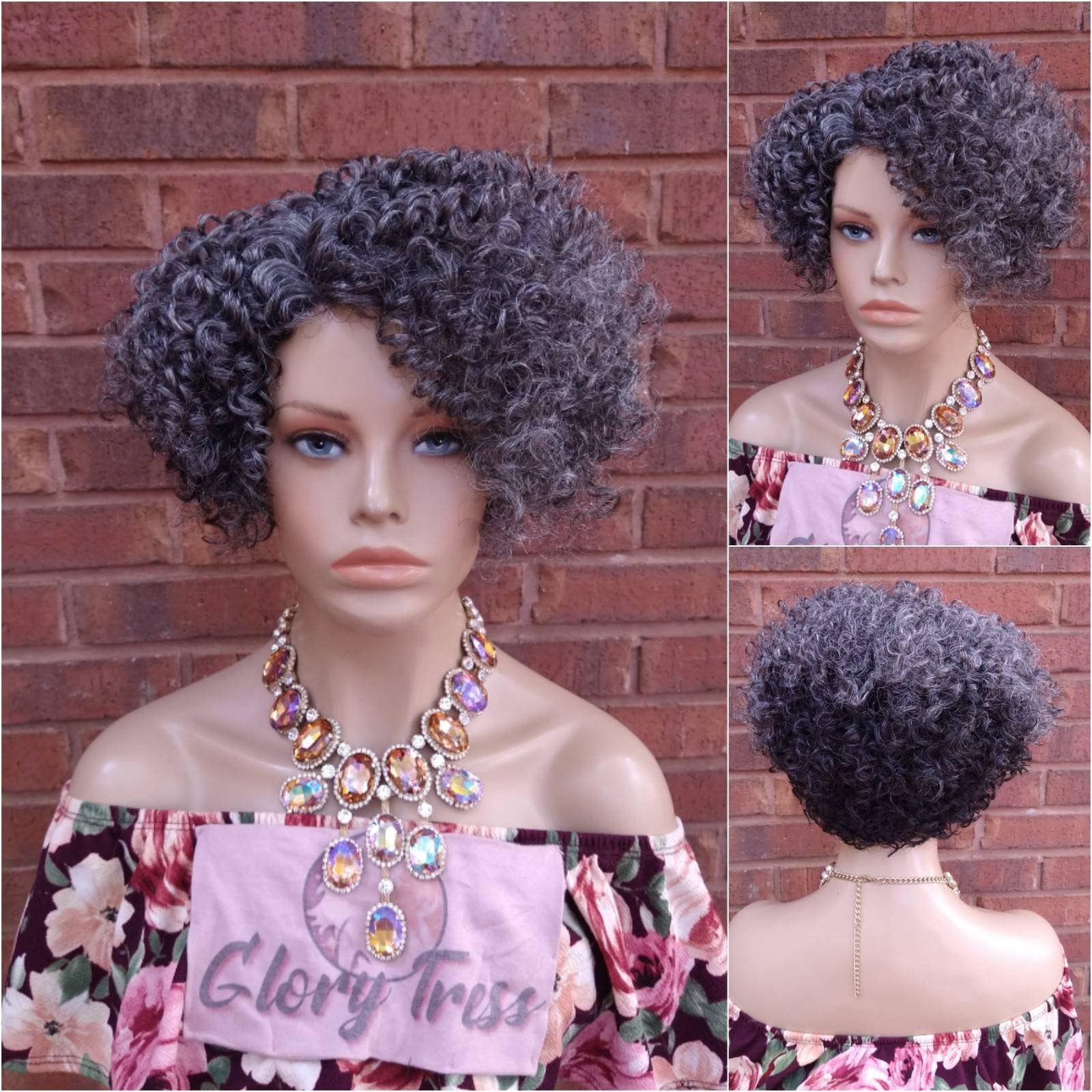 Kinky Curly Gray Wig Curly Full Wig With Bangs Ombre Silver - Etsy