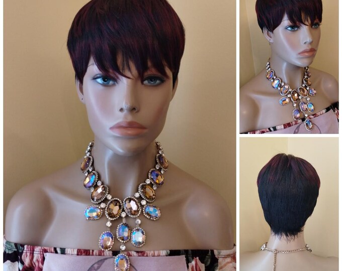 Short Razor Cut Full Wig, Pixie Cut Hairstyle, Platinum Blonde Wig ...