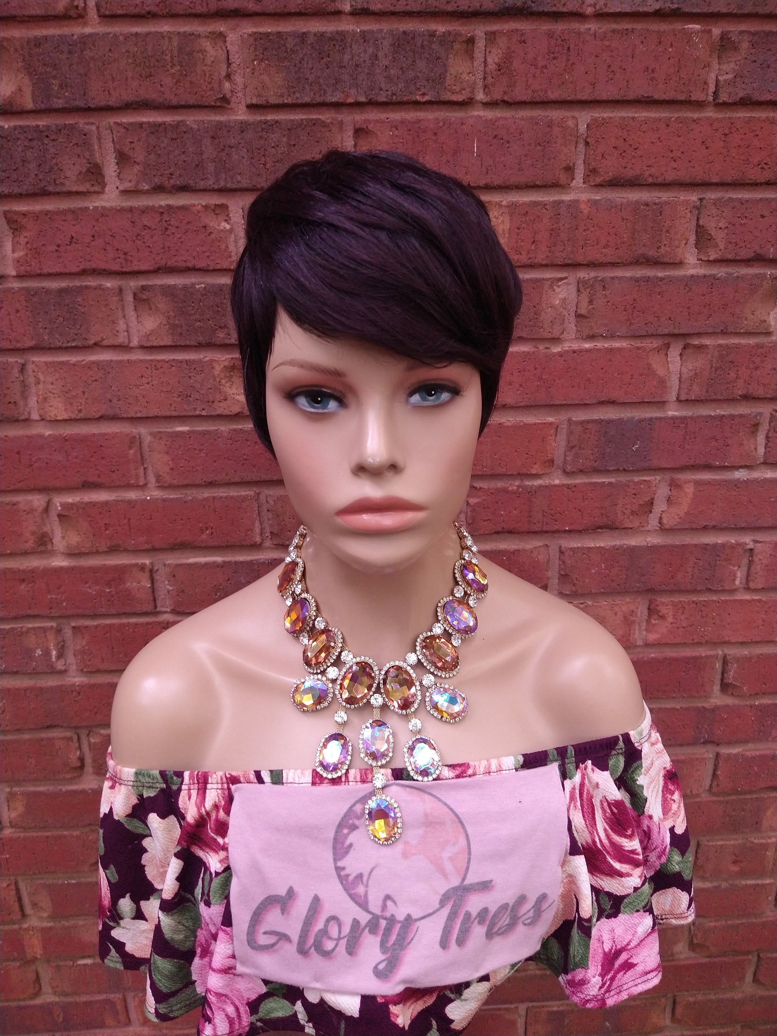 Short Razor Cut Full Wigs for Women Pixie Cut Hairstyle Reddish Black ...